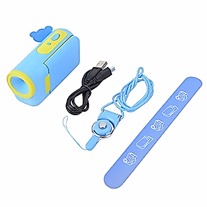 Jeanoko Kids Video Camera, Microphone Recording Bright Color Zoom Function Digital Camera 5 Control Buttons Wrist Belt for Birthday Gift for Children(Blue)