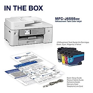 Brother MFC-J6555DW INKvestment Tank Color Inkjet All-In-One Printer with up to 1 Year of Ink In-box1 and 11” x 17” print, copy, scan, and fax capabilities