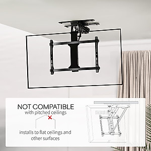 VIVO Electric Flip Down Swiveling Ceiling TV Mount for 32 to 70 inch Screens, Large Motorized Flat Ceiling VESA Mount, App and Voice Control, Black, MOUNT-E-FD70S
