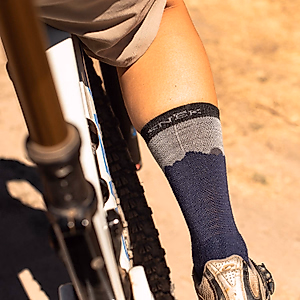 Snēk Cycling Merino Wool Pedal Faster Sock - Wool Cycling Socks - Wasatch Mtns Blue/Grey Medium