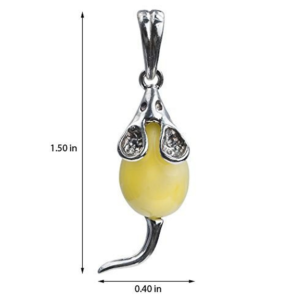 Ian and Valeri Co. Butterscotch Amber Sterling Silver Mouse Pendant