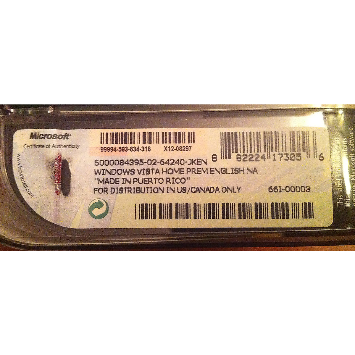 Microsoft Windows Vista Home Premium Upgrade DVD - Old Version