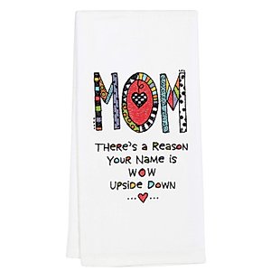 Enesco Our Name is Mud Cuppa Doodle Mom Embroidered Dish Cloth Tea Towel, 26.5-inch Height, Multicolor