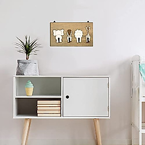 Safari Animal Wall Hooks Animal Nursery Hooks Decor Wooden Kids Coat Wall Mounted Hooks Decorative Elephant Lion Giraffe Zebra Hanger for Nursery Bathroom Bedroom Home Decor