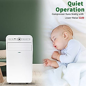 Uhome Portable Air Conditioner with Heat 12,000 BTU, Compact Portable AC Unit with Dehumidifier & Fan, Cools & Heats up to 400 Sq.ft, Remote Control and Window Kit Included, White