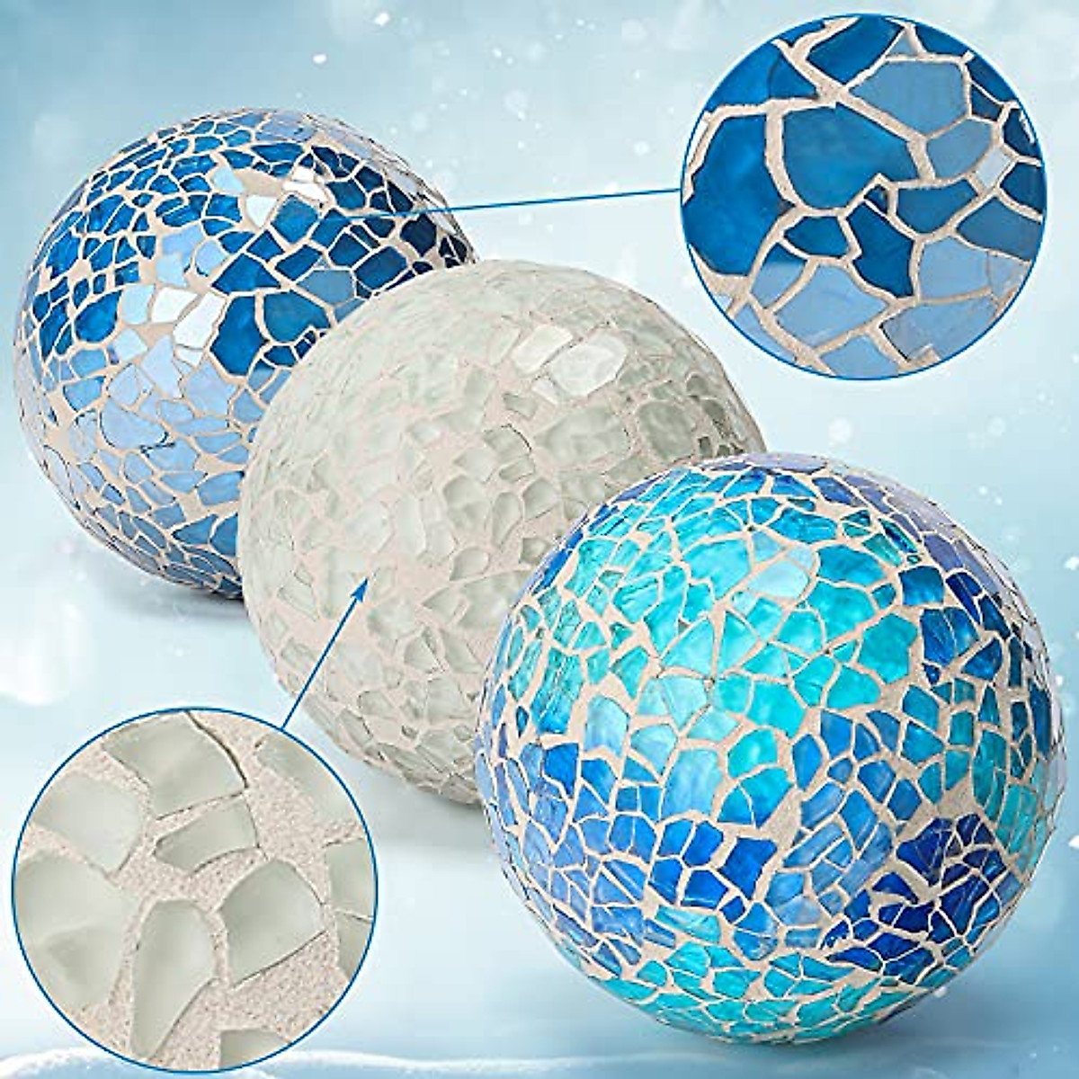 DomeStar Decorative Ball Set, 6PCS 2.4 Inches Mosaic Glass Orbs Centerpiece Balls Glass Balls