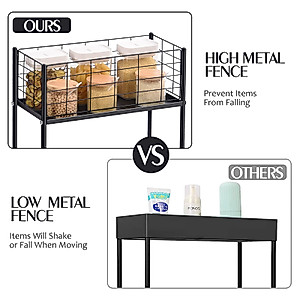 KINGRACK Slim Storage Cart,4-Tier Metal Utility Rolling Cart with Wheels,Slide Out Storage Cart, Skinny Storage Rolling Cart,Storage Trolley Cart for Office Kitchen Bathroom Narrow Place,Black