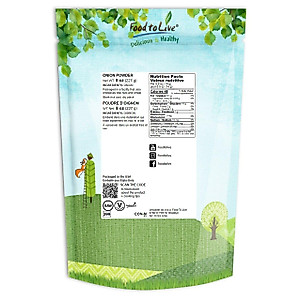 Food to Live Onion Powder, 8 Ounces - Finely Ground Dried Onions, Vegan, Rich Onion Flavor, High in Vitamin C, Dietary Fiber
