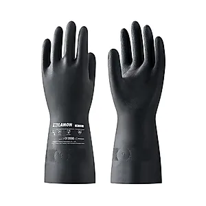 LANON Rubber Chemical Resistant Gloves, Reusable Heavy-duty Safety Work Gloves, Acid & Alkali Protection, Non-Slip, X Large