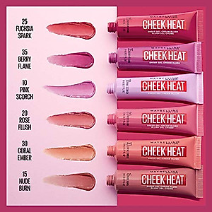 Maybelline Cheek Heat Gel-Cream Blush Makeup, Lightweight, Breathable Feel, Sheer Flush Of Color, Natural-Looking, Dewy Finish, Oil-Free, Nude Burn, 1 Count