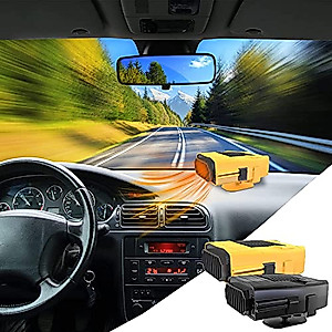 Portable Car Heater, 2022 Upgrade Auto Heater Fan, Car Defogger, Fast Heating Quickly Defrost Defogger 12V 150W Auto Ceramic Heater Fan 3-Outlet Plug in Cig Lighter(Yellow)