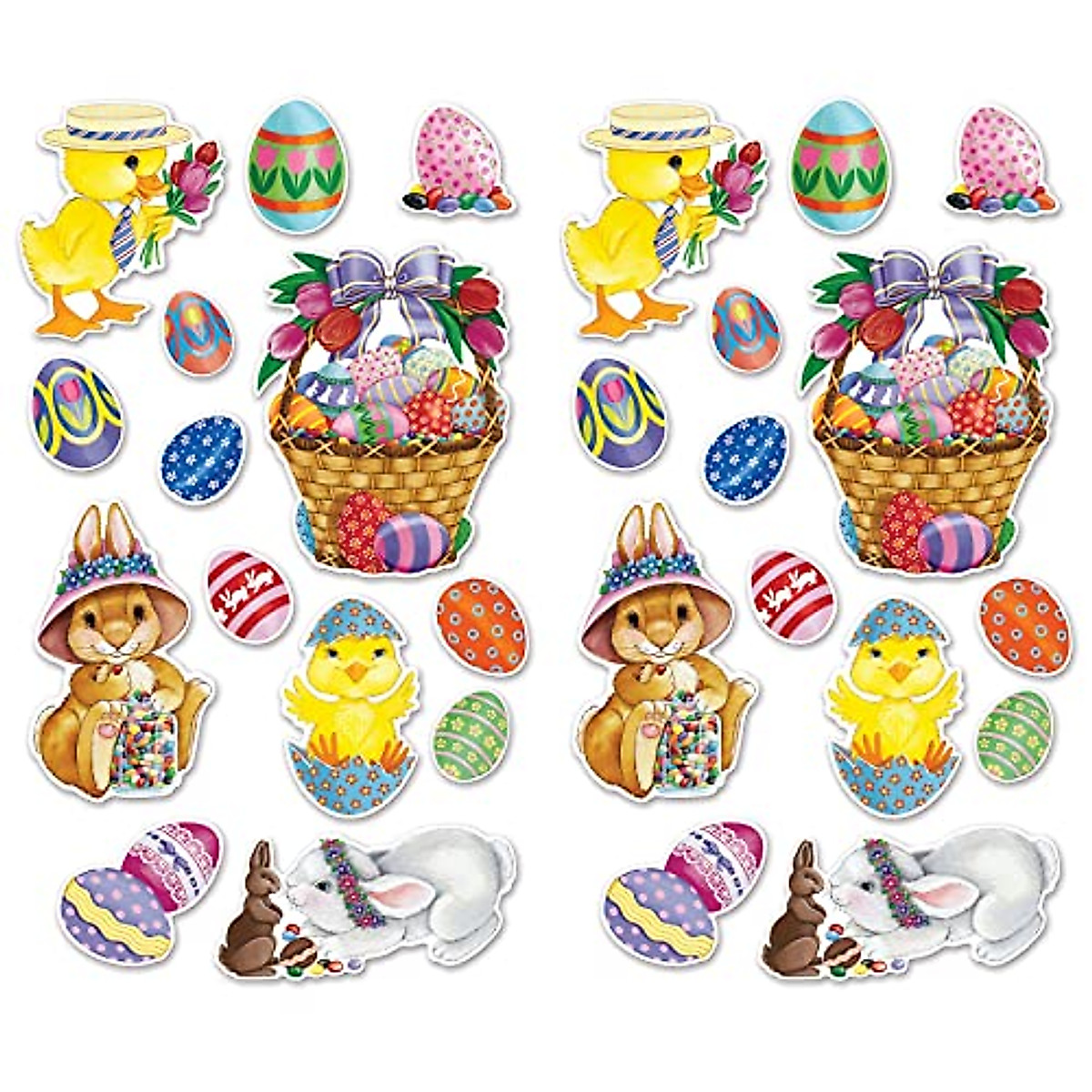 Beistle Easter Basket & Friends Cutouts 28 Piece, 4" - 15.25", Multicolored