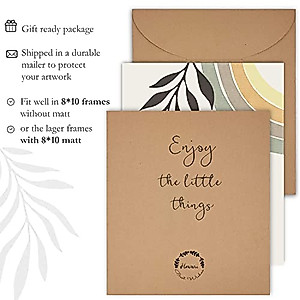 Howwii Boho Wall Art for Bedroom, Minimalist Boho Wall Decor Bathroom, Abstract Botanical Geometric Neutral Office Room Decor, Mid Century Modern Aesthetic Wall Art, Set of 6, 8"x10" Unframed