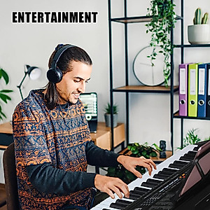 Fujampe 61Key Keyboard Piano W/Lighted Keys, LCD Display, Piano Bench, Microphone, Headphones, Note Stickers, Keyboard Stand, Music Stand, Electric Portable Piano Keyboard for Beginners