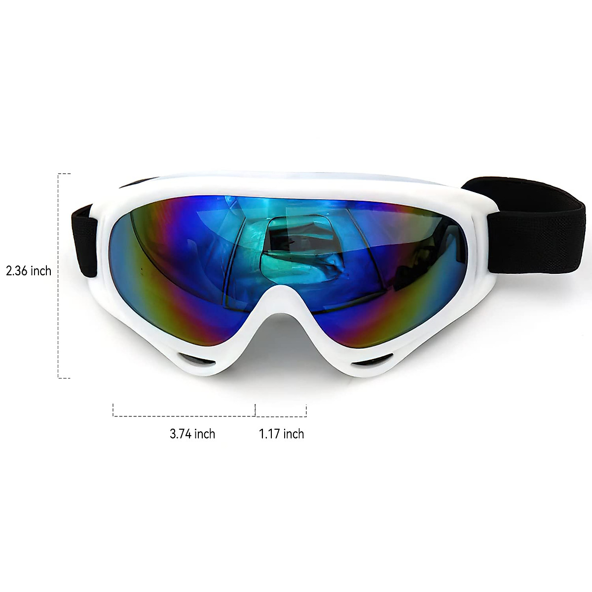 KUDES Ski Goggles, UV Protection Snowboard Sunglasses for Men & Women, Cycling Motorcycle Tactical Dirt Bike Snow Sports Gear Accessories for Kids Youth Adult (White Ranbow)