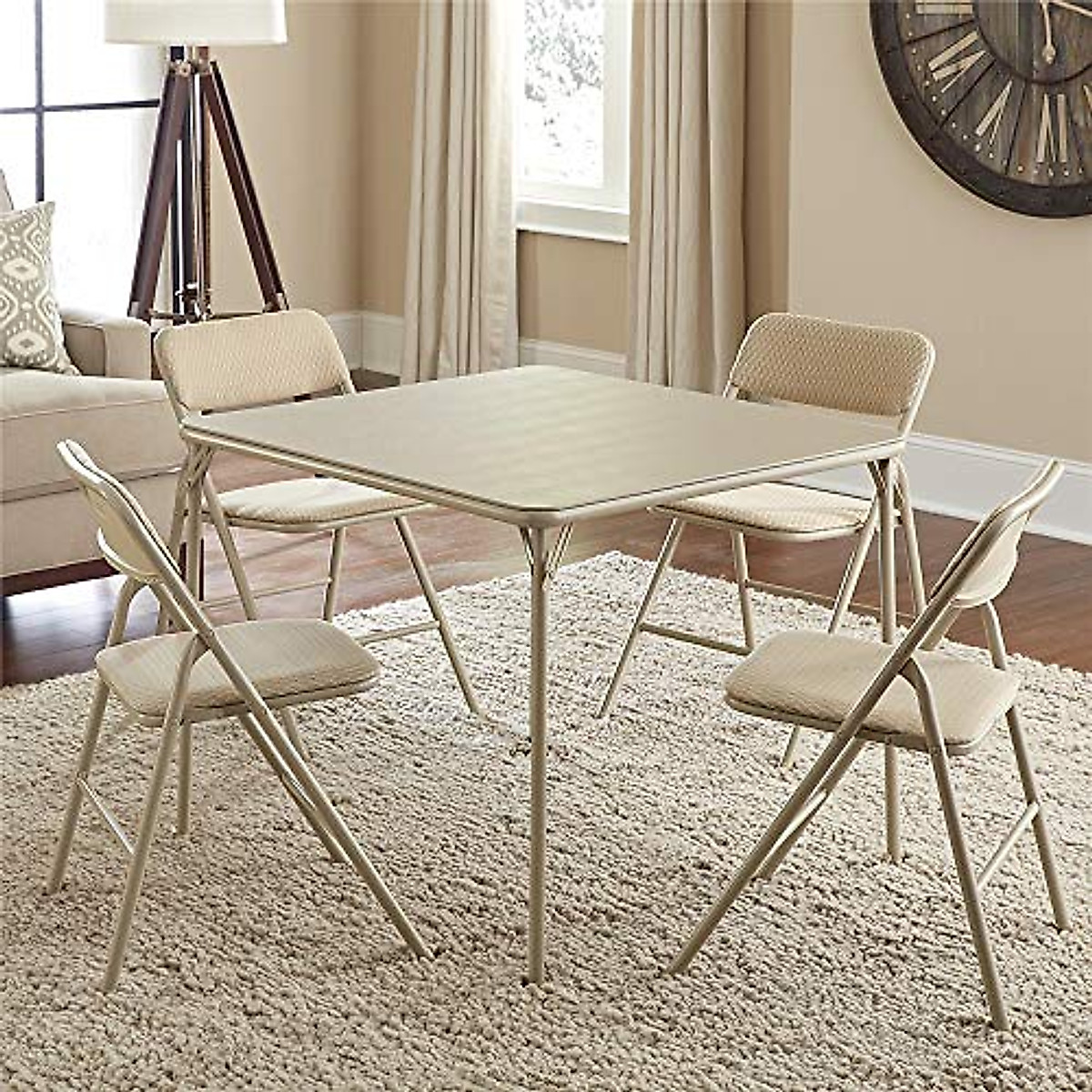 COSCO 5 Piece, Tan Folding Table and Chair Set.