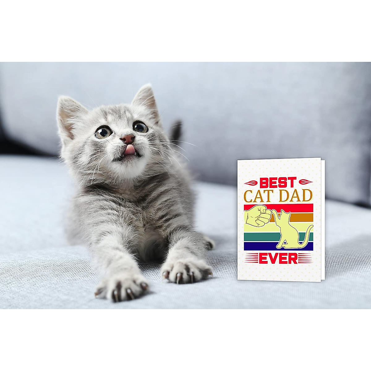 FLYAB Best Cat Dad Ever Fathers Day Card from Cat 4"x6" Funny Cat Dad Fathers Day for Cat Dad Fathers Day Card for Dad from Daughter Son Birthday Greeting Card with Envelope for Husband from Wife