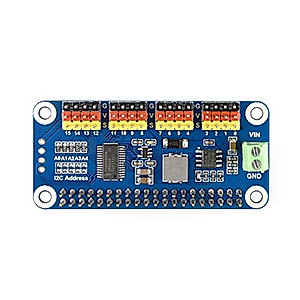 waveshare Servo Driver Hat for Raspberry Pi 3B+ 3B 2B Zero WH Zero W Zero 16 Channel PWM Outputs 12 Bit Resolution I2C Interface