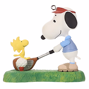 Hallmark Keepsake Christmas Ornament 2019 Year Dated Peanuts Spotlight, Snoopy Golfer