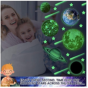 UNTOLD PLANETS 185+ PCS Glow in The Dark Stars and Planets 3D Realistic Ceiling Solar System for Kids Wall Stickers, All Glowing Planets Dwarf Pluto Moon Sun Galaxy Decor, Christmas Gift