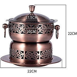 Shabu-Shabu Chinese Hot Pot - Chafing Dish Buffet Stainless Steel Food Warmer - Soup Pot Cookware with Alcohol Lamp - Great for Entertaining Restaurant (Color : Copper)
