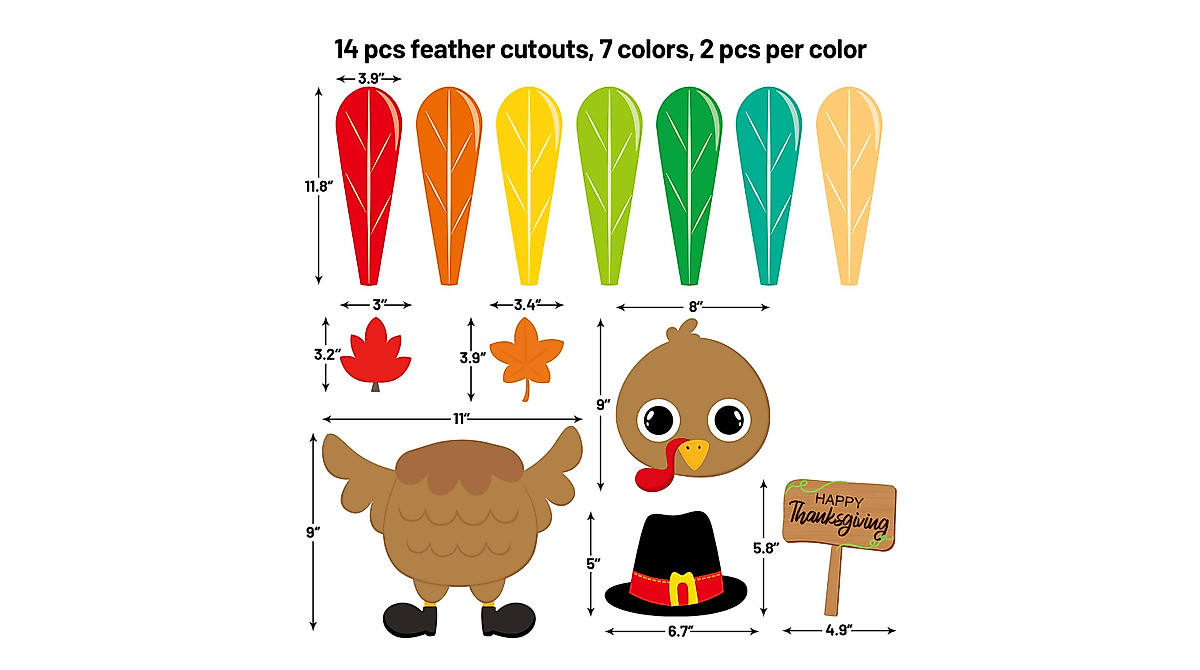 Thanksgiving Turkey Cutouts | Fall Classroom Decor Set