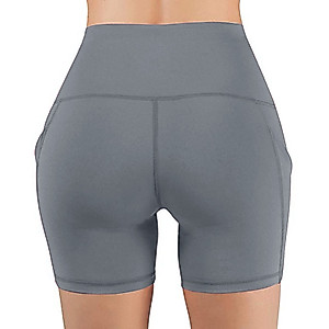 Bblulu High Waisted Yoga Shorts for Women with Side Pockets Tummy Control Running Gym Workout Short Squat Proof Biker Shorts