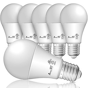 AmeriTop A19 LED Light Bulbs- 6 Pack, Efficient 14W(100W Equivalent) 1600 Lumens General Lighting Bulbs, UL Listed, Non-Dimmable, E26 Standard Base (5000K Daylight)