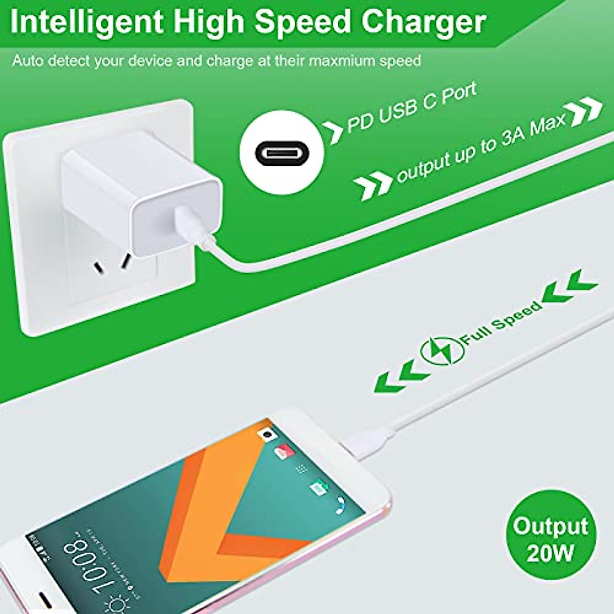 Pixel 7 6 Fast Charger for Google Pixel 7 Pro 6a 6 Pro 5a 5 4a 4 XL 3a 3XL 2,20W Fast USB C Wall Charger PD Power Adapter with 6ft Type C to C Cable for Samsung Galaxy S23 S22 S21 S20 Z Flip4 A53 A13