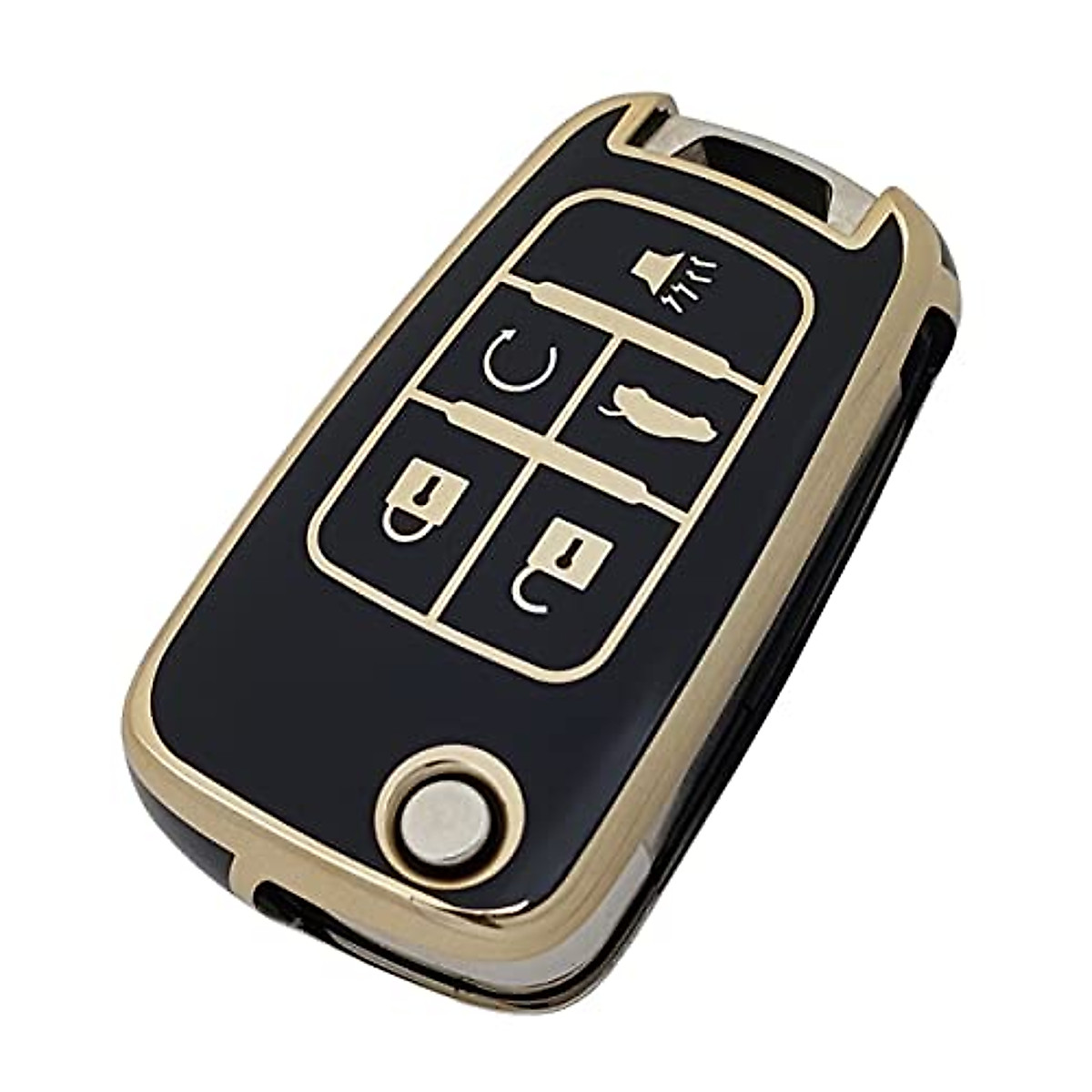 vurbemes TPU Protector Key Fob Cover Case Compatible with Chevy Chevrolet Equinox Encore Camaro Cruze Malibu Impala Buick Regal Lacrosse GMC Terrain Keyless Entry TPU Key Fob (Black)