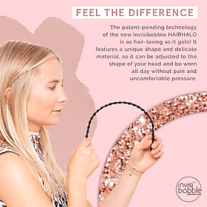 invisibobble HairHalo The Adjustable Headband - True Dark Sparkle - Hairbands Made for Everyone -Worn All Day with No Pain or Uncomfortable Pressure