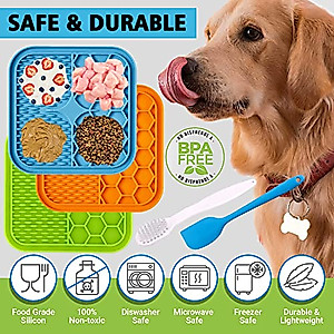 Kwispel Dog Lick Mat, 3 Pcs Lick Mat for Dogs with Suction Cups for Anxiety, Peanut Butter Dog Licking Mat Slow Feeder Dispensing Treater Lick Pad for Dogs Cats Bathing Grooming
