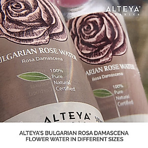 Alteya Organics Rose Water Natural Facial Toner, 17 Fl Oz/500mL Pure Bulgarian Rosa Damascena Flower Water,Award-Winning Moisturizer BPA-Free Bottle with Reducer
