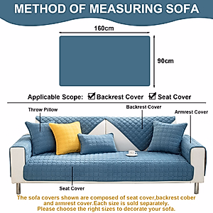 MIFXIN Sofa Cover 1 2 3 Cushion Couch Sectional Sofa Slipcover Universal Anti-Slip Furniture Protector for Living Room Loveseat Recliner L Shaped Armrest Backrest (Only 1 Piece) Blue 36''x63''