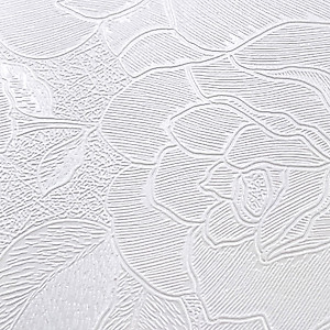 SimpleLife4U White Rose Flower Furniture Paper Adhesive Shelf Liner DIY Storage Chest Drawers 17.8 Inch by 9.8 Feet