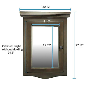 Renovators Supply Manufacturing Medicine Cabinets 27 1/8 in. x 20 1/8 in. Dark Oak Corner Bathroom Wall Medicine Cabinet with Recessed Mirror and Mounting Hardware
