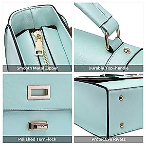 Laptop Briefcase for Women,15.6 Inch Work Tote Bag Trendy Computer Bag Business College Satchel Purse with Professional Protection Padded Compartment for Work School Travel,Mint