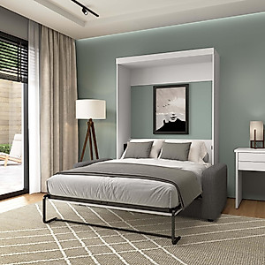 Bestar Nebula Full Murphy Bed with Sofa, 73-inch Space-Saving Sleeping Arrangement for Multipurpose Guest Room