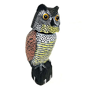 GiftExpress 15.5" Scarecrow Owl Decoy with Rotating Head Statue, Pest Repellent, Bird Control, Bird Deterrent, Garden Protectors, Fake Owls (1)