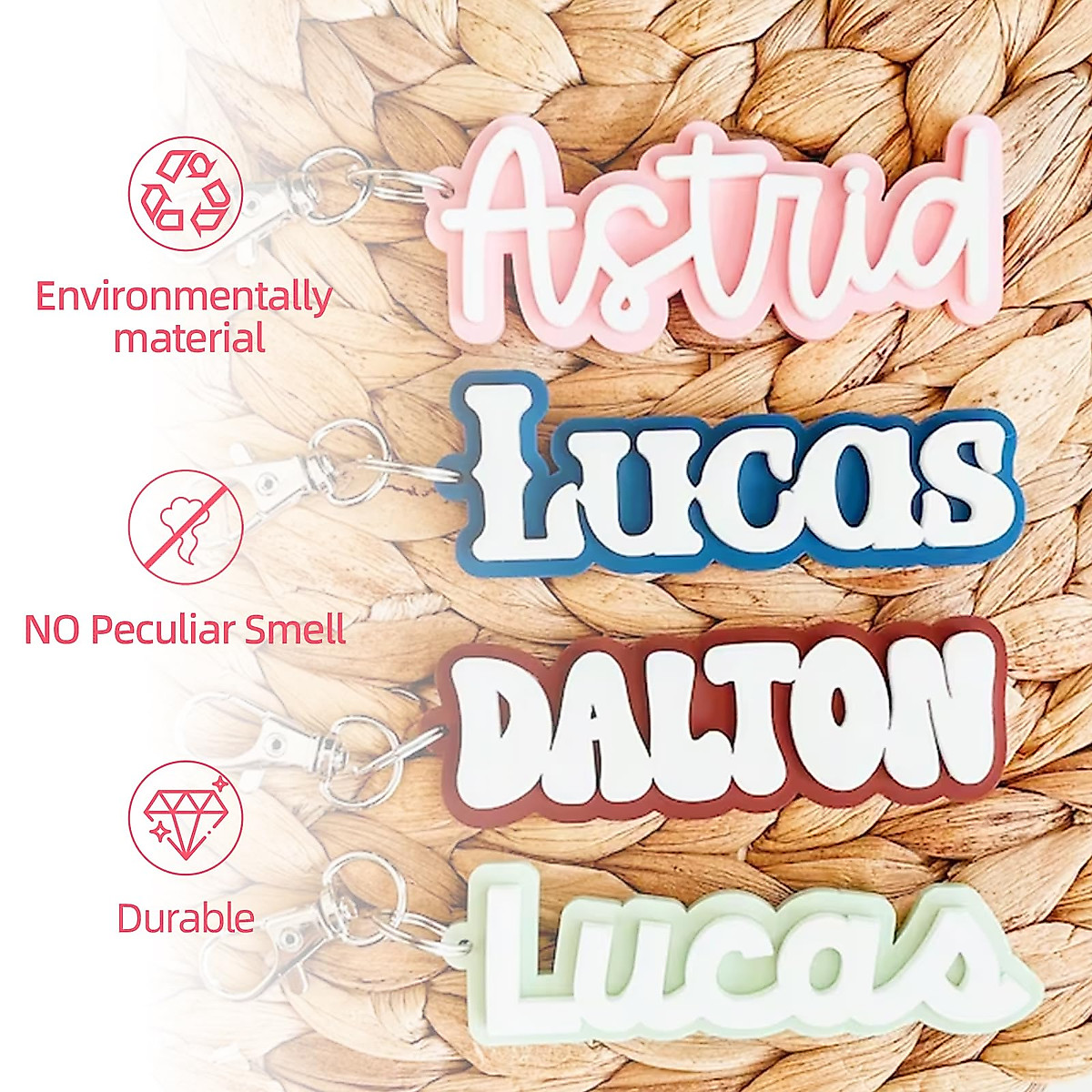 Custom Name Keychain Personalized, 3D Printed Personalized Name Keychains for Car Key, Backpack, Customized Key Chain for Women