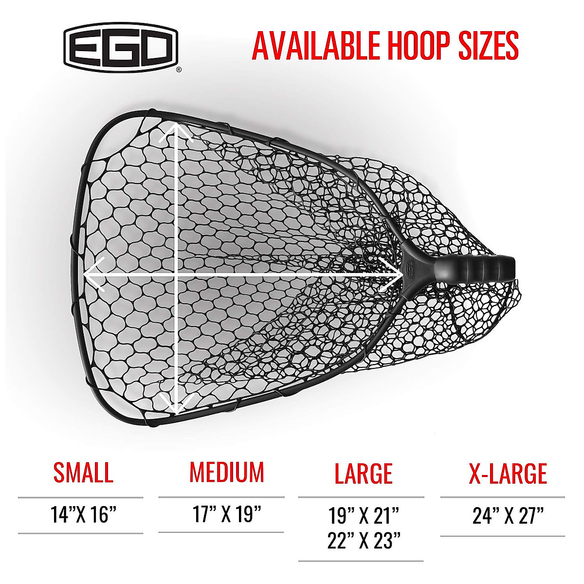 Ego S1 Slider Fishing Net, Ultimate Fishermens Tool Fixed Handle, Replaceable Head, Salt & Freshwater, 19x21 Inch Hoop