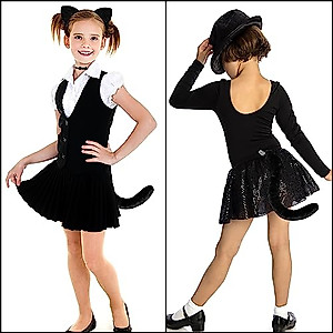 MUKOSEL Cat Ears Headband and Tail Bell Collar Set, Cat Costumes for Women Girls Black Cat Ears and Tail Set, Cat Costume Accessories Halloween Party Cosplay Costumes Set for Adults Women Girls