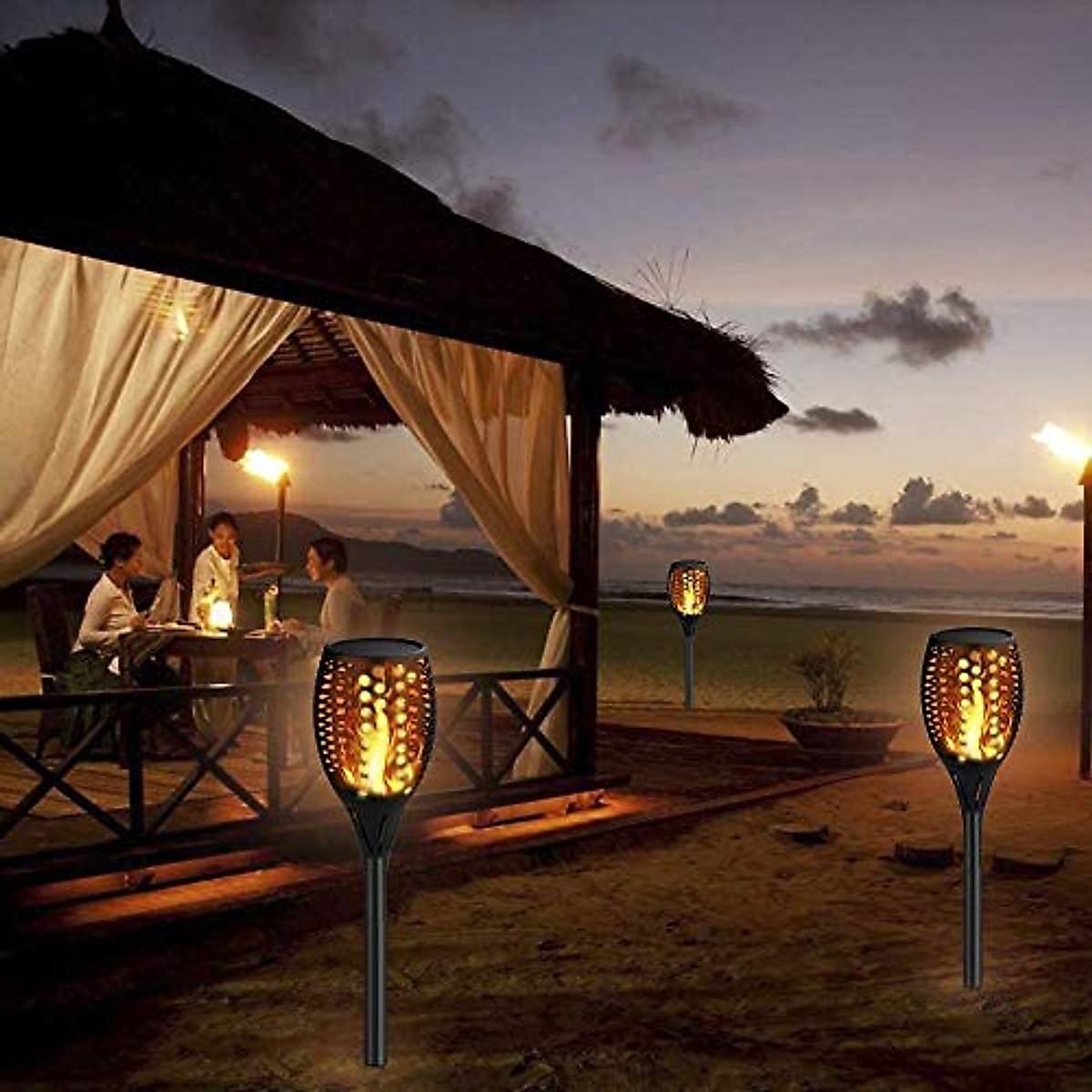 YKB Solar Lights Outdoor Upgraded, Solar Torch Light with Flickering Flame Landscape Lighting Patio Decor Dusk to Dawn Auto On/Off 96 LED Solar Pathway Lights 4 Pack for Deck Yard Garden Driveway