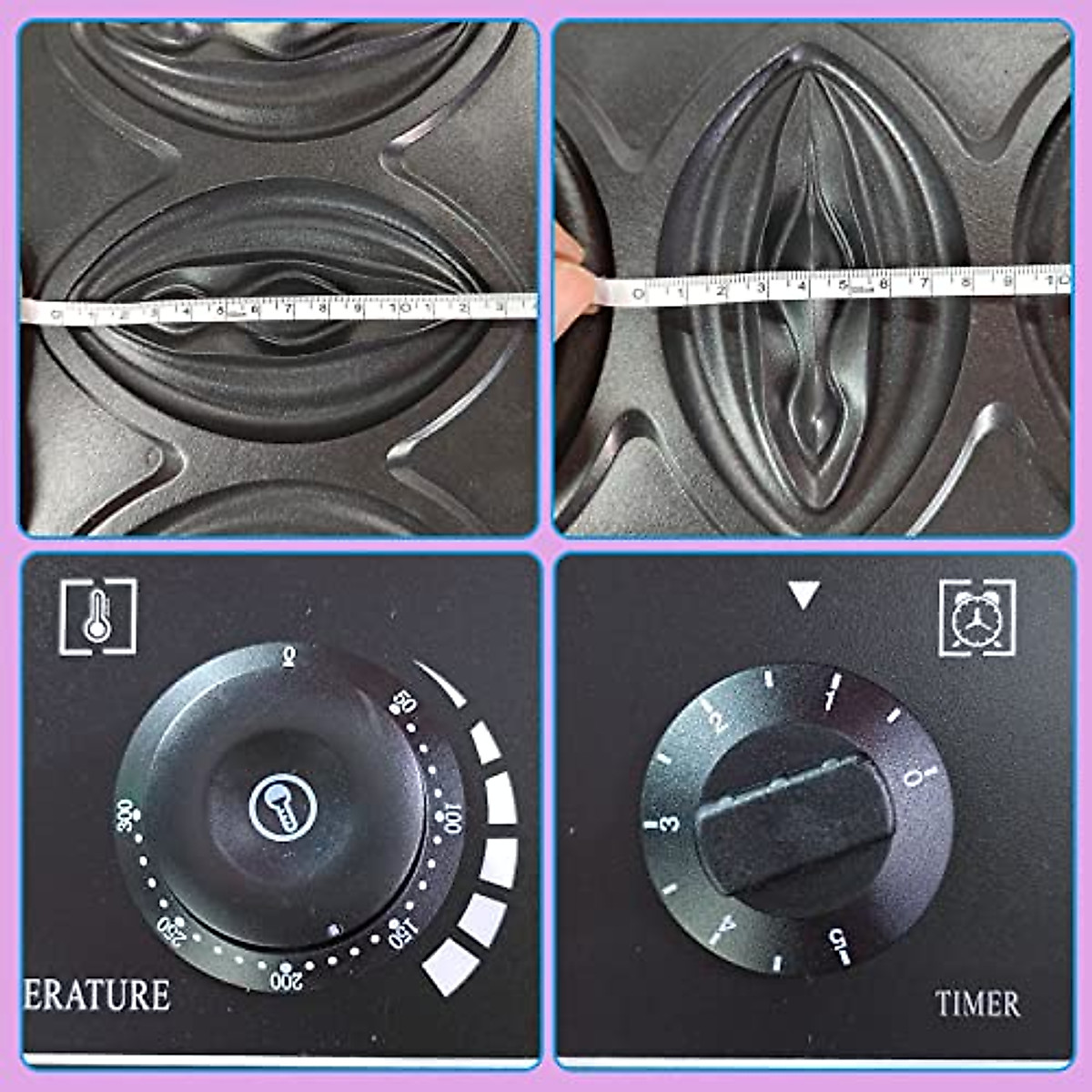 Mvckyi Commercial 3 PCS Abalone Shape Electric Waffle Maker with removable plates, Non Stick Vagina Waffle Machine Hot Dog Baker, Strange Shape Sausage Female Pussy Grill Waffle Baker for Party Snack Food