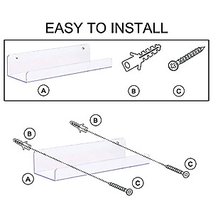 Sooyee Acrylic Shelves,6 Pack 15 Inch Floating Wall Mounted Shelves, Funko Pop Display Case,Invisible Kids Book Shelf,Picture Ledge Shelf Decor Accents,5MM Thick Bathroom Shelves,4.77" Wide,Clear