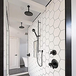 Keymark Wall Supply Elbow, Brass Round Wall Mount Shower Hose Connector 1/2″ Drop Ell Union Water Outlet for Handheld Hand Shower, Black