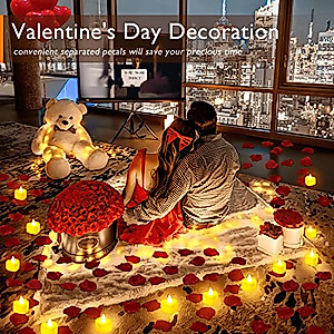 Homemory Romantic Night For Her Set, 1000Pcs Artificial Rose Petals | 30Pcs Burgundy Heart Balloon | 24Pcs Battery Candles, Heart Tea Lights Candles for Romantic Night, Valentine, Wedding, Anniversary
