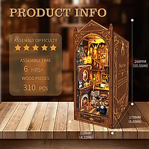 Book Nook Kit, Magic Store Dollhouse 3D Puzzle Booknook Bookshelf Insert Decor Alley DIY Miniature House Kit with Led Light Crafts for Adults and Teens to Build-Creativity Gift