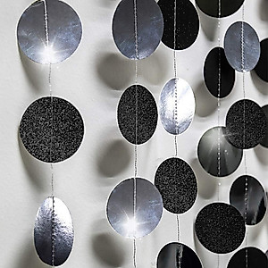 Cheerland Glitter Charcoal Grey Black Circle Garland Kit Halloween Party Decoration Hanging Polka Dots Streamer Backdrop Banner Birthday Wedding Retirement New Years NYE Bachelorette Bridal Shower