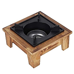 BBQ Alcohol Stove Wooden Shelf, Portable Barbecue Alcohol Oven Stove Furnace Kitchenware Cooking Utensil for Outdoor Picnic